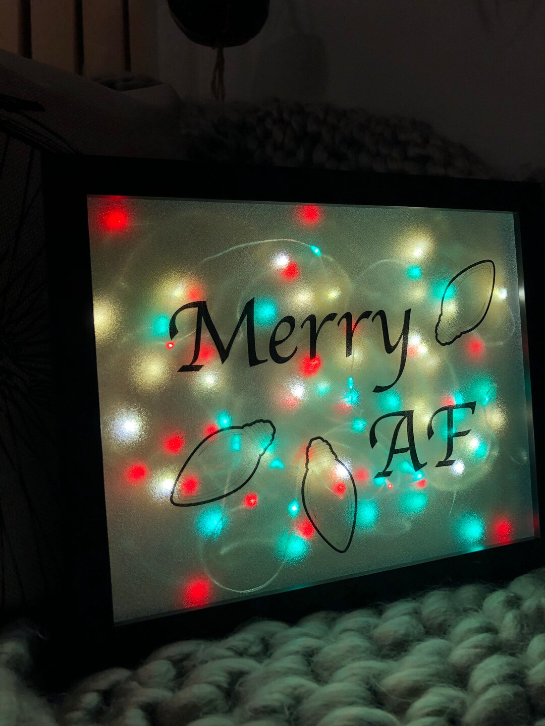 Merry AF Light up Shadow Box - Etsy