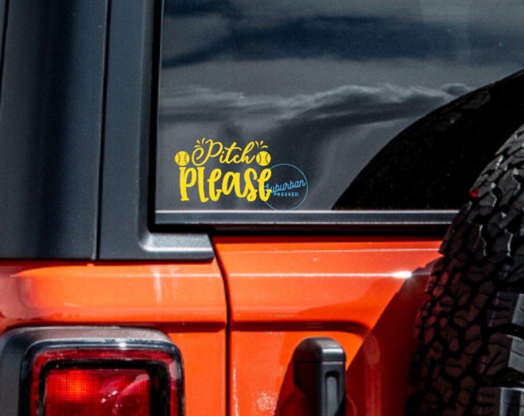 Pitch Please Car Sticker, Pitch Please Car Decal, Baseball Car Sticker ...