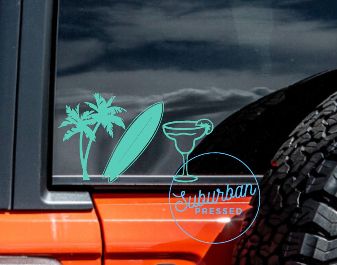Beach Stickers, Beach Sticker for Car, Palm Tree Decal, Surfboard Decal ...