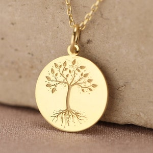 14k Solid Gold Tree of Life Necklace , Gold Tree Necklace ...