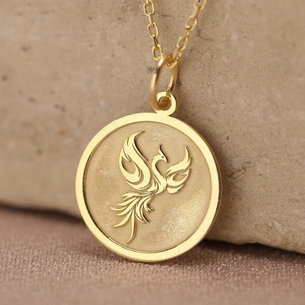 14k Gold Phoenix Pendant Medallion - Etsy