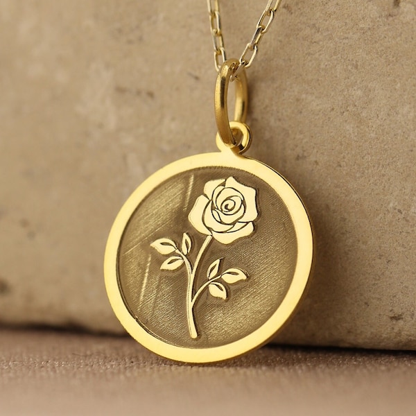 Engraved.rose Necklace - Etsy
