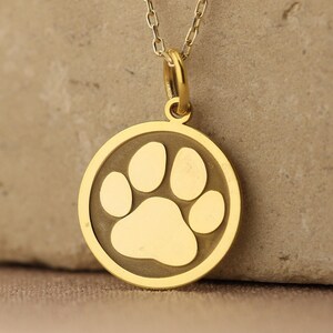 14k Solid Gold Dog Paw Pendant , Dog Necklace, Puppy Paw Gold Necklace ...