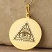 14k Solid Gold Illuminati Necklace , Personalized Eye Pendant , All ...