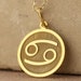 14k Solid Gold Cancer Zodiac Necklace, Cancer Pendant , Zodiac Solid ...