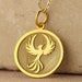14k Solid Gold Phoenix Necklace , Gold Phoenix Pendant , Dainty Phoenix ...