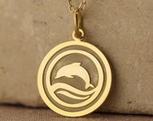 14k Solid Gold Dolphins Necklace Gold Fish Dolphins Pendant - Etsy
