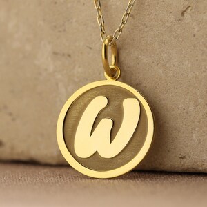 14k Solid Gold Initial Necklace,w Letter Necklace , Sideways Initial ...