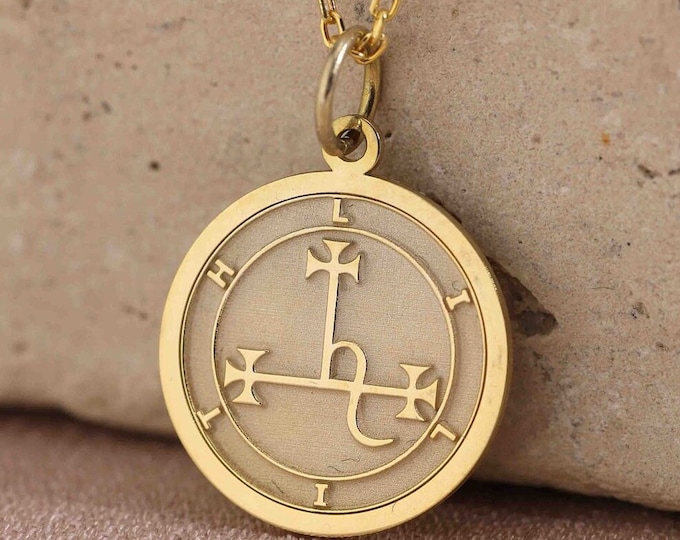 14k Solid Gold Sigil of Lilith Necklace , Sigil of Lilith Pendant ...