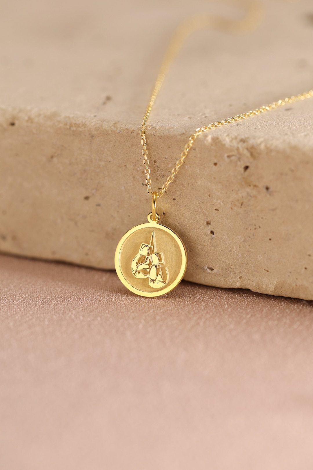 14k Solid Gold Boxing Gloves Necklace , Personalized Boxing Gloves ...