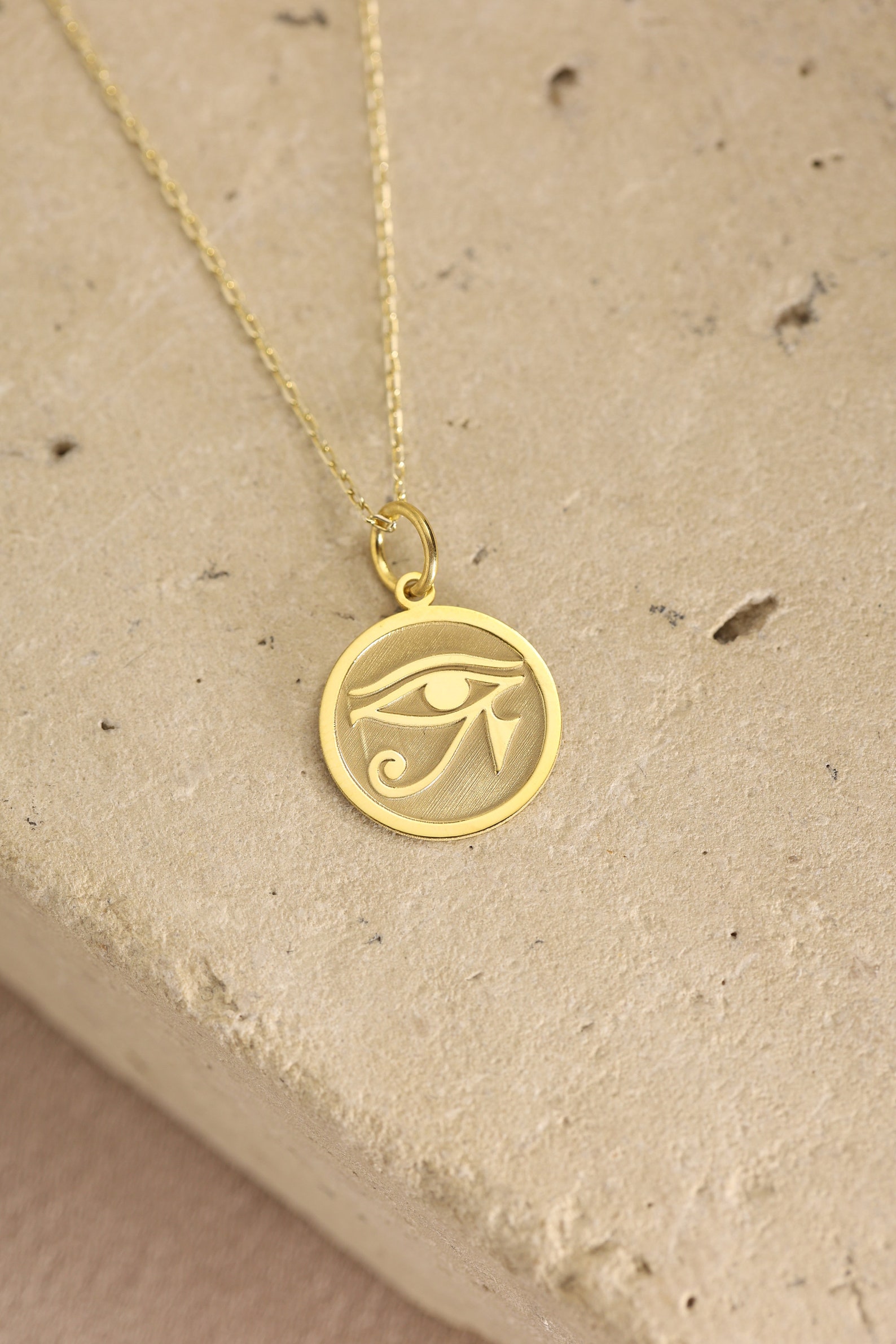 14k Solid Gold Eye of Ra Necklace , Ancient Egyptian Symbol of ...