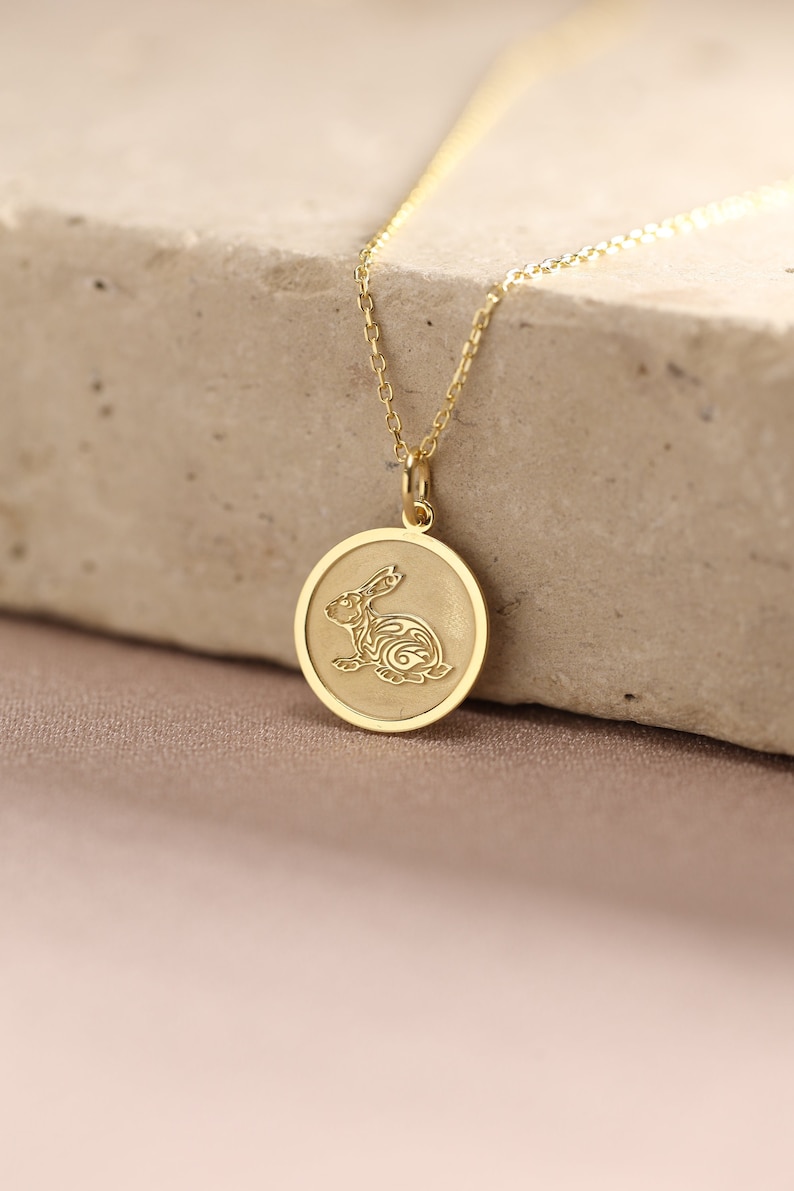 14k Solid Gold Celtic Rabbit Necklace Personalized Celtic - Etsy