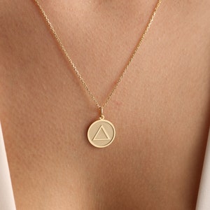 14k Solid Gold Fire Element Necklace , Personalized Gold Fire Element ...