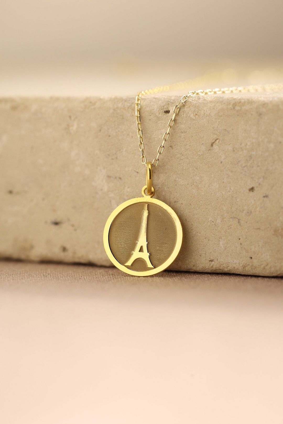 14k Solid Gold Eiffel Tower Necklace , Paris Necklace , Traveller ...