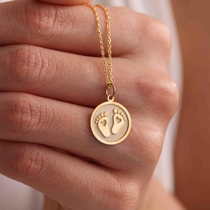 14k Solid Gold Baby Feet Necklace , Baby Feet Pendant ,personalized ...