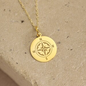 14k Solid Gold Compass Necklace , Compass Jewelry , Compass Gift ...
