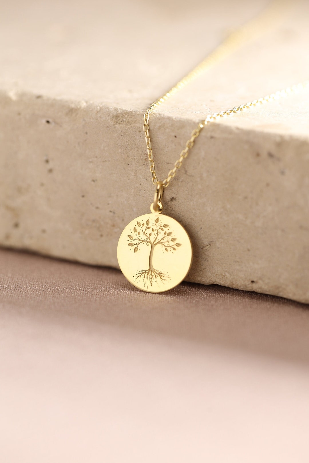 14k Solid Gold Tree of Life Necklace , Gold Tree Necklace ...