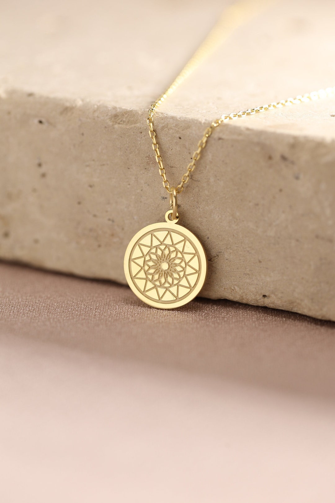 14k Solid Gold Dream Catcher Necklace , Personalized Gold Dainty ...