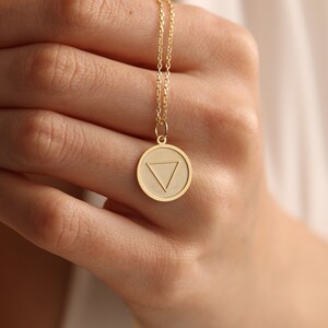 14k Solid Gold Water Element Necklace , Personalized Gold Water Element ...