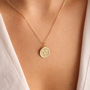 14k Solid Gold Medic Disc Pendant , Medical Alert Necklace , Doctor ...