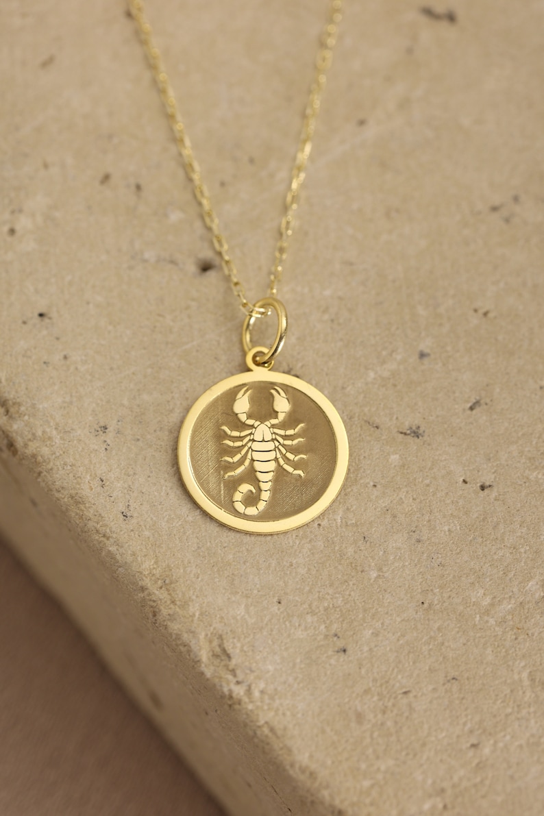 14k Solid Gold Scorpio Necklace , Personalized Scorpio Pendant , Charm ...