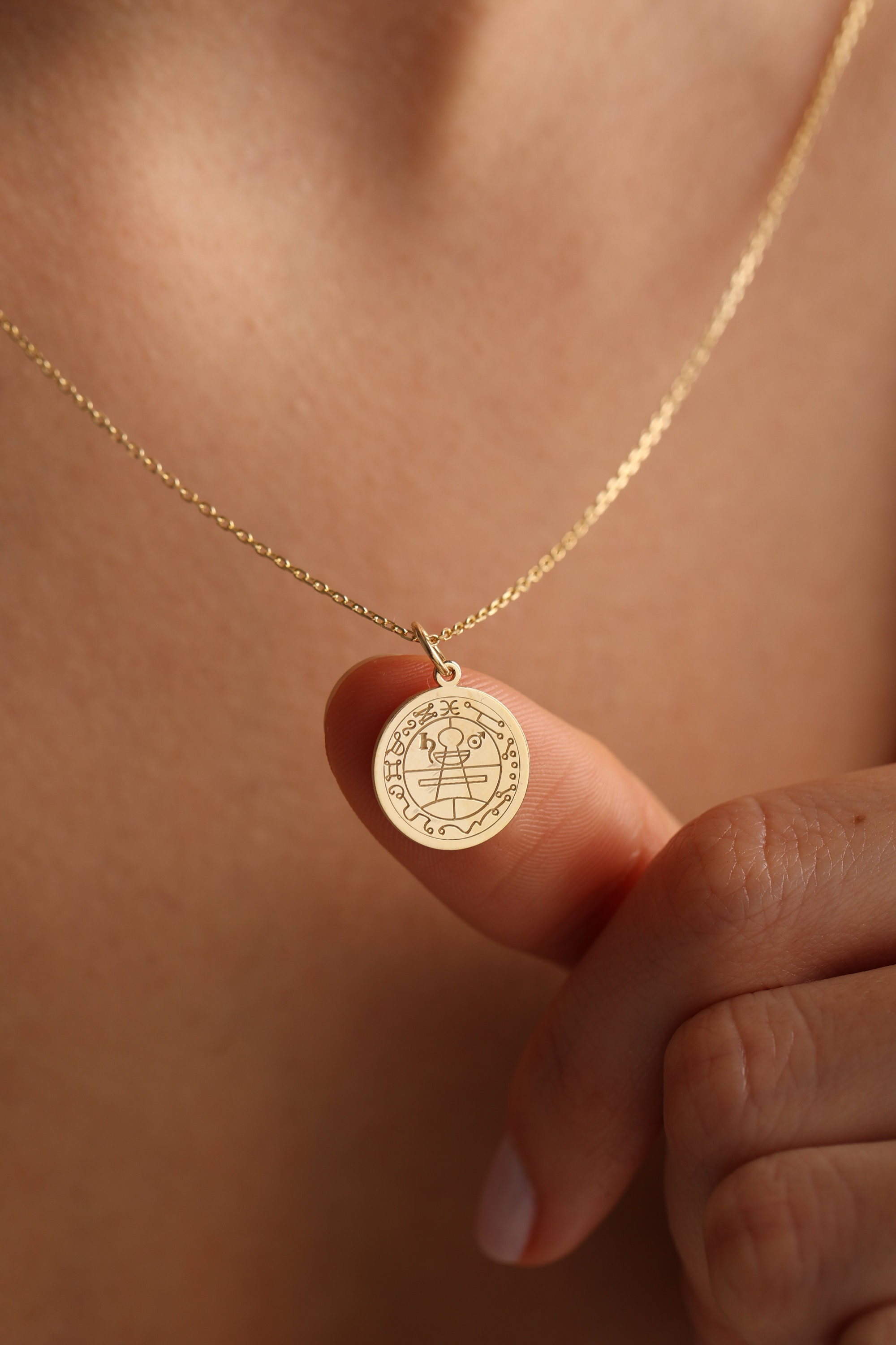 14k Solid Gold Seal of Solomon Necklace Seal of Solomon - Etsy