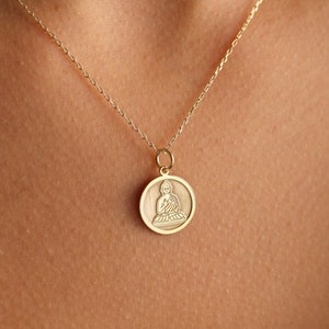 14k Solid Gold Budai Necklace , Gold Buddha Pendant , Personalized ...