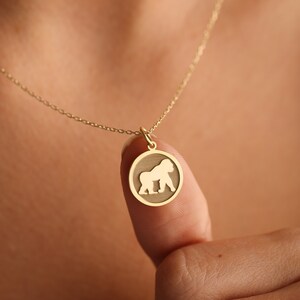 14k Solid Gold Gorilla Necklace , Personalized Gorilla Pendant ...