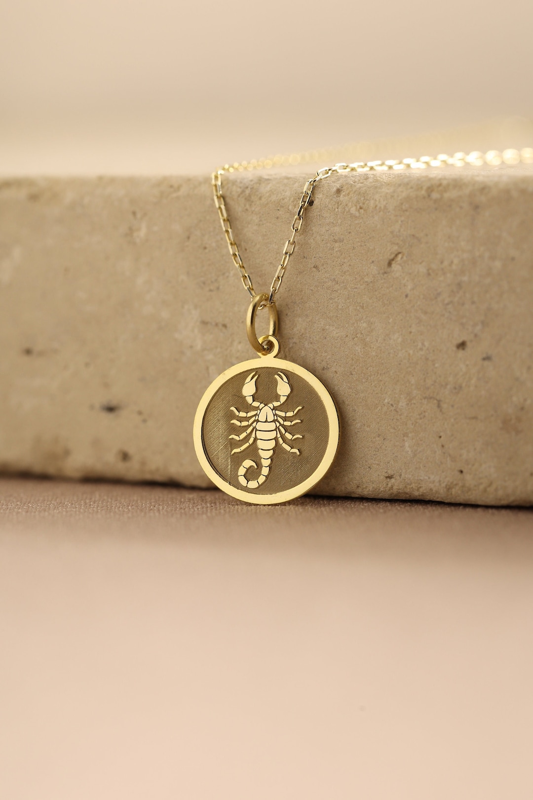 14k Solid Gold Scorpio Necklace , Personalized Scorpio Pendant , Charm ...