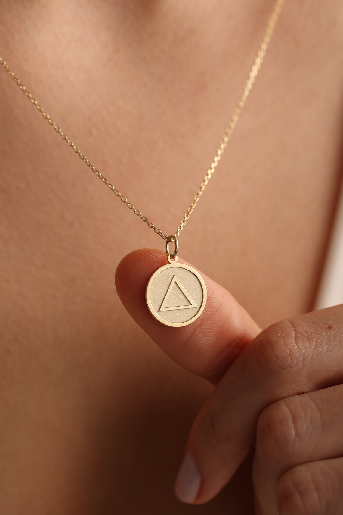 14k Solid Gold Fire Element Necklace , Personalized Gold Fire Element ...