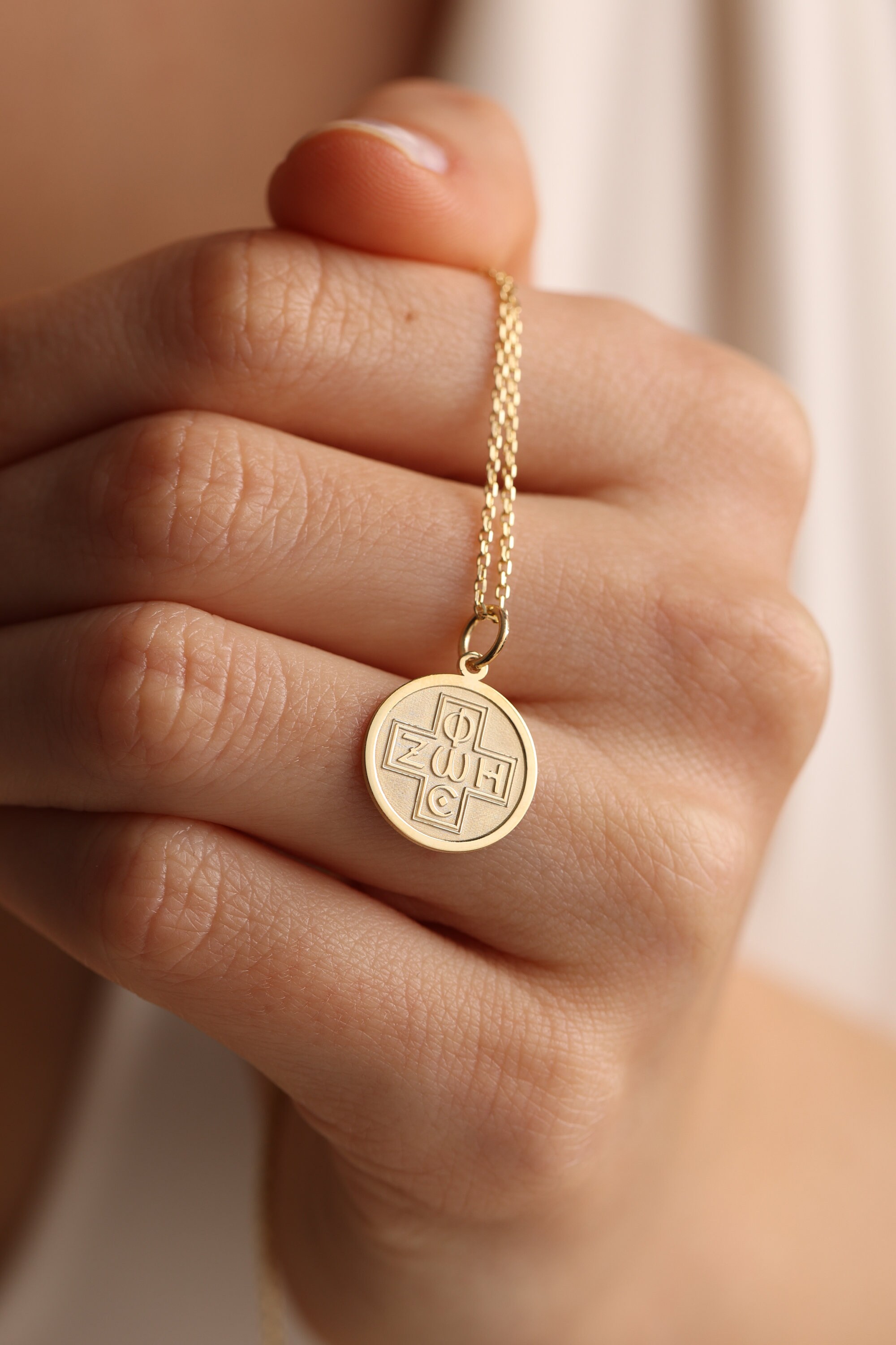 14k Solid Gold Phos Zoe Cross Cross Necklace , Christian Cross Gold ...