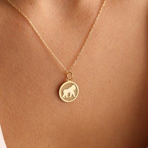 14k Solid Gold Gorilla Necklace , Personalized Gorilla Pendant ...