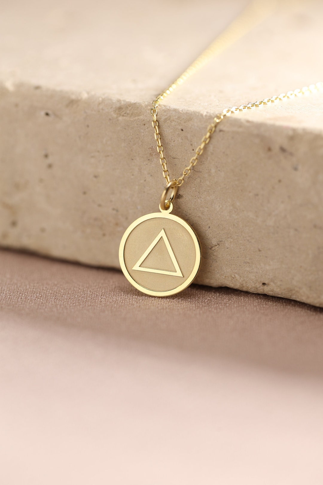 14k Solid Gold Fire Element Necklace , Personalized Gold Fire Element ...