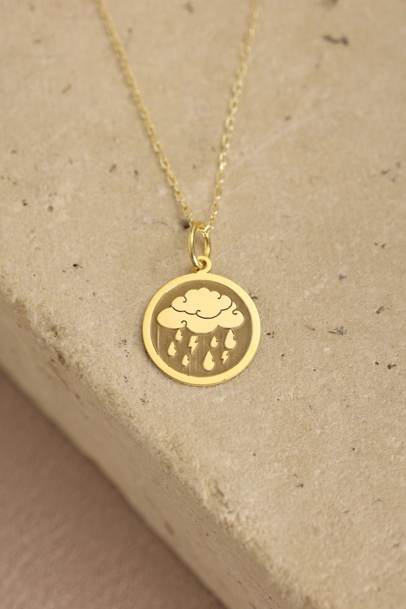 14k Solid Gold Cloud Necklace Tiny Gold Cloud Necklace - Etsy
