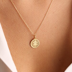 14k Solid Gold Lucky Chinese Necklace , Personalized Lucky Pendant ...