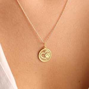 14k Solid Gold Dog Paw Pendant , Dog Necklace, Puppy Paw Gold Necklace ...