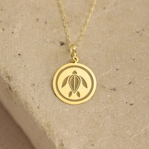 14k Solid Gold Turtle Necklace Gold Personalized Tortoise - Etsy