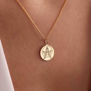 14k Solid Gold Inanna Goddess Necklace , Mesopotamian Goddess ...