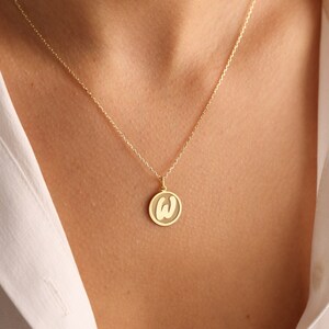 14k Solid Gold Initial Necklace,w Letter Necklace , Sideways Initial ...
