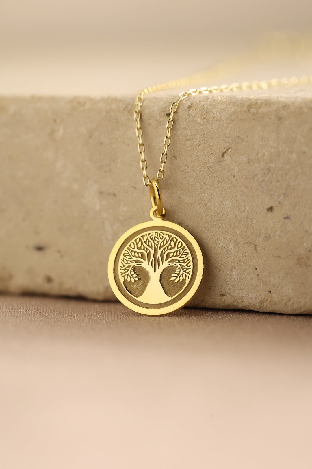 14k Solid Gold Tree of Life Necklace , Gold Tree Necklace ...