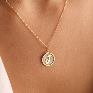 14k Solid Gold Initial Necklace,j Letter Necklace , Sideways Initial ...