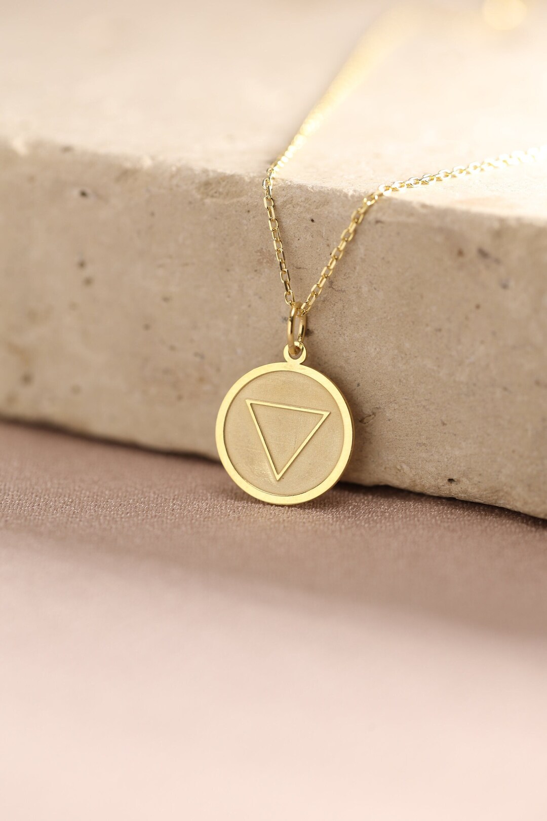 14k Solid Gold Water Element Necklace , Personalized Gold Water Element ...