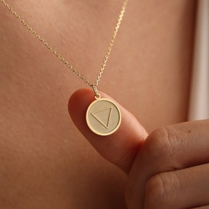 14k Solid Gold Water Element Necklace , Personalized Gold Water Element ...