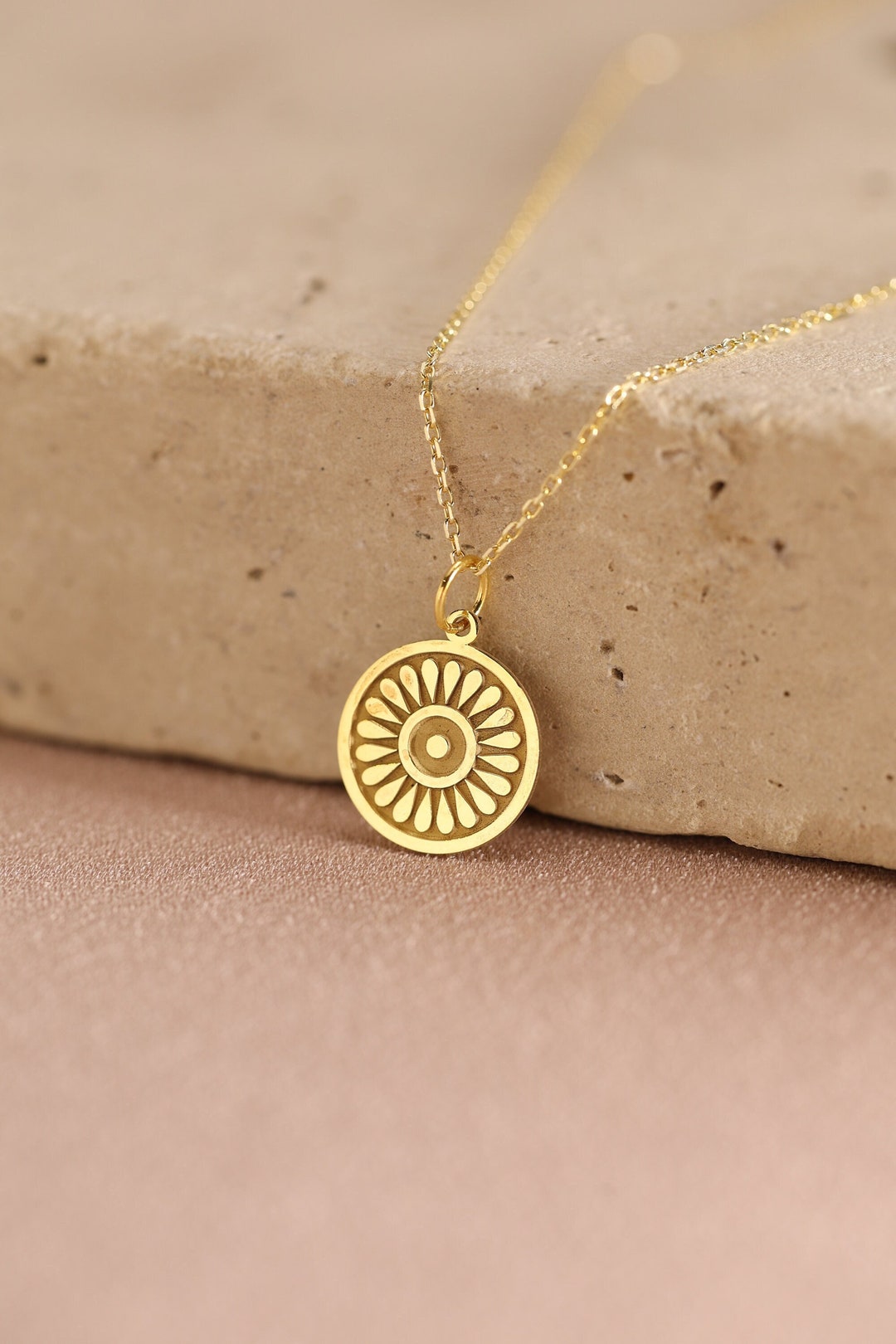 14k Solid Gold Mako Adinkra Pendant , African Charm Necklace , Gold ...