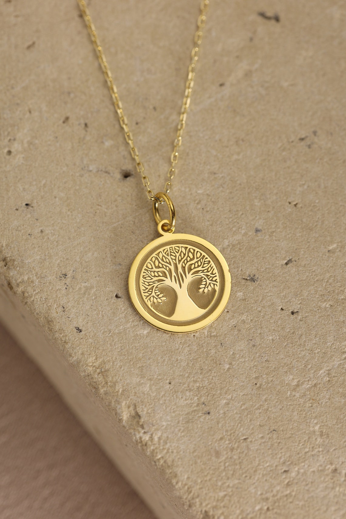 14k Solid Gold Tree of Life Necklace , Gold Tree Necklace ...