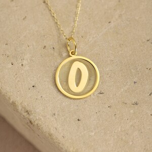 14k Solid Gold Initial Necklace,o Letter Necklace , Sideways Initial ...