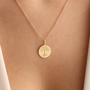 14k Solid Gold Tree of Life Necklace , Gold Tree Necklace ...