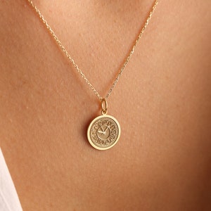 14k Solid Gold Clock Necklace , Personalized Vintage Clock Pendan ...