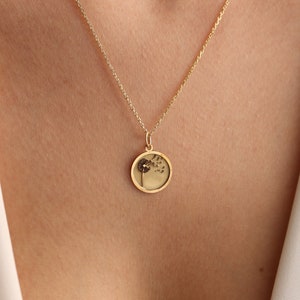 14k Solid Gold Dandelion Necklace , Flower Pendant , Personalized ...