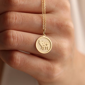 14k Solid Gold Pig Zodiac Necklace , Personalized Pig Pendant , Pig ...
